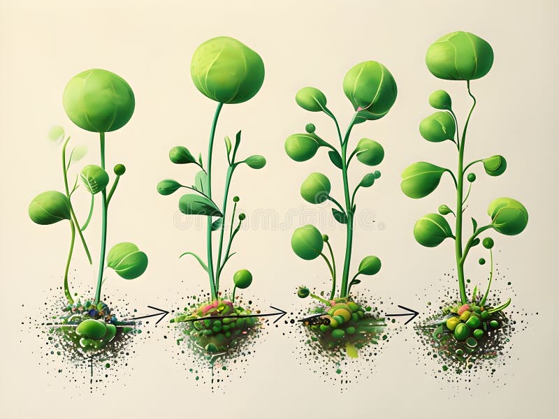 Cycle of Seeds Sprouting into Plants, Each Plant Dissolving Back into ...