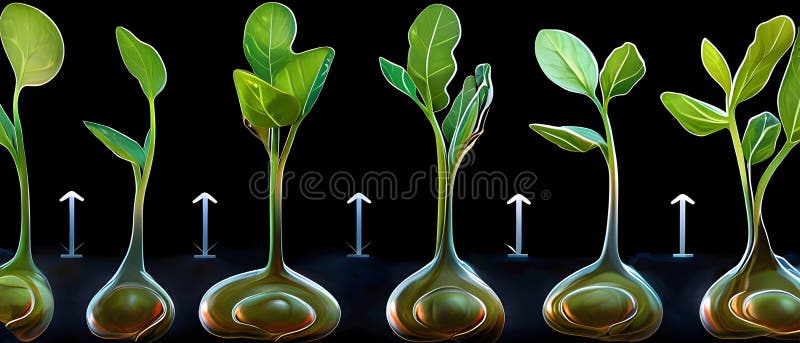 Cycle of Seeds Sprouting into Plants, Each Plant Dissolving Back into ...