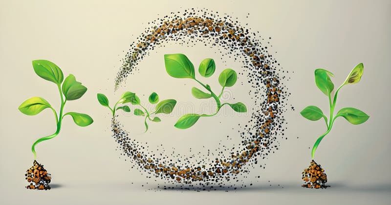 Cycle of Seeds Sprouting into Plants, Each Plant Dissolving Back into ...