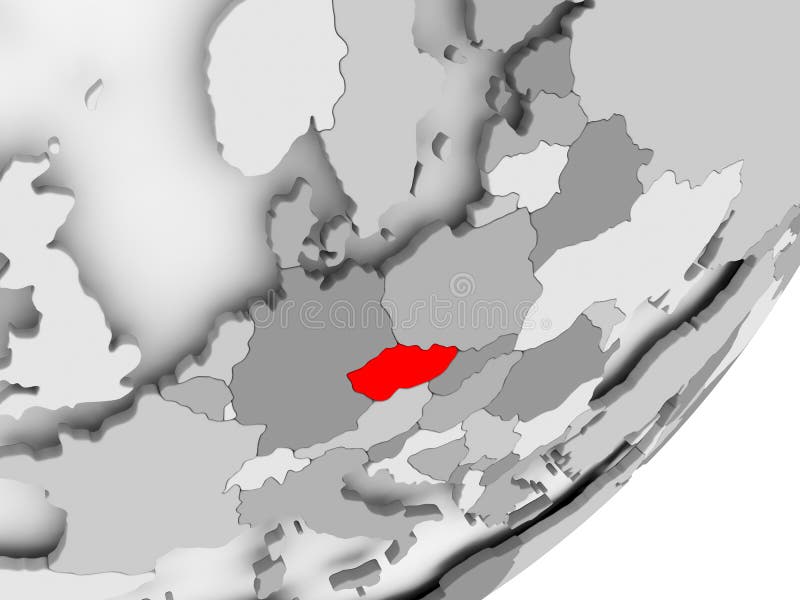 Czech Republic in Red on Grey Map Stock Illustration - Illustration of ...