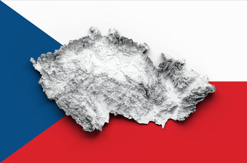 Illustration of Czechia Relief Map on the Flag Stock Illustration ...