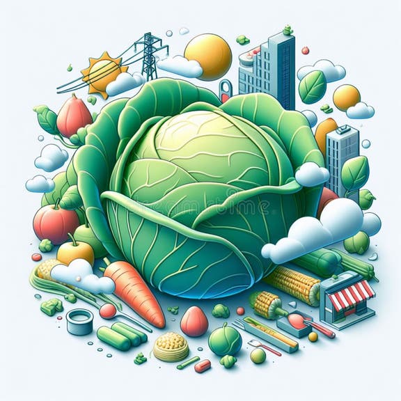 Cabbage , 3d Animation Icon Stock Illustration - Illustration of leaf ...
