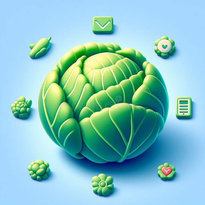 Cabbage , 3d Animation Icon Stock Illustration - Illustration of comic ...