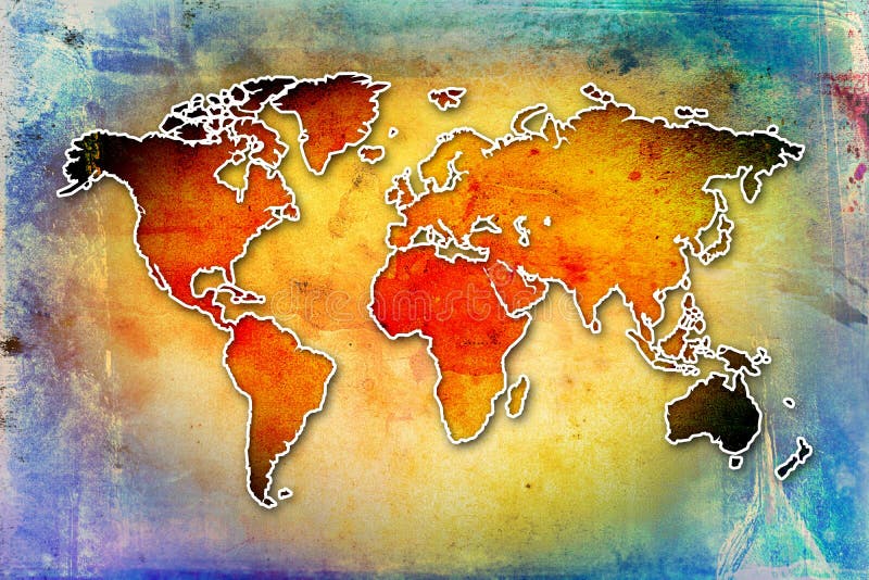 Illustration D'art De Conception De Peinture De Carte Du Monde ...