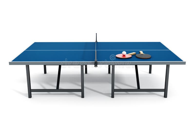 Illustration 3D Av Ping Den Pongtabellen, Racket Och Bollen Stock ...