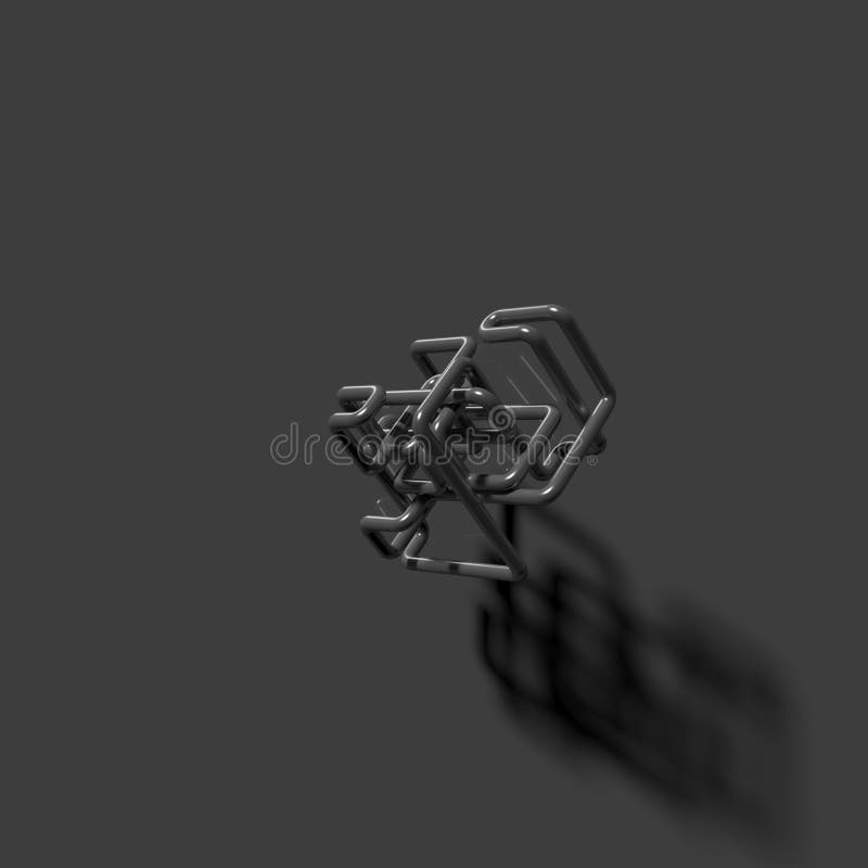 Illustration of a 3d Black Abstract Object and Its Shadow on a Black ...