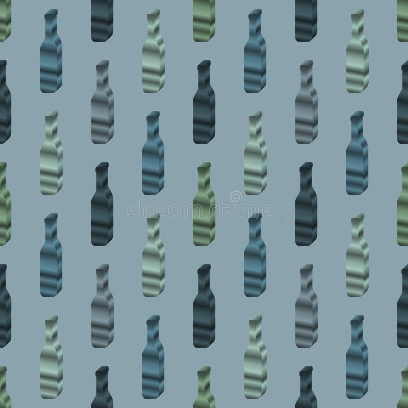 Illustration with 3d Bottle Figure Pattern Design in Blue, Green and ...