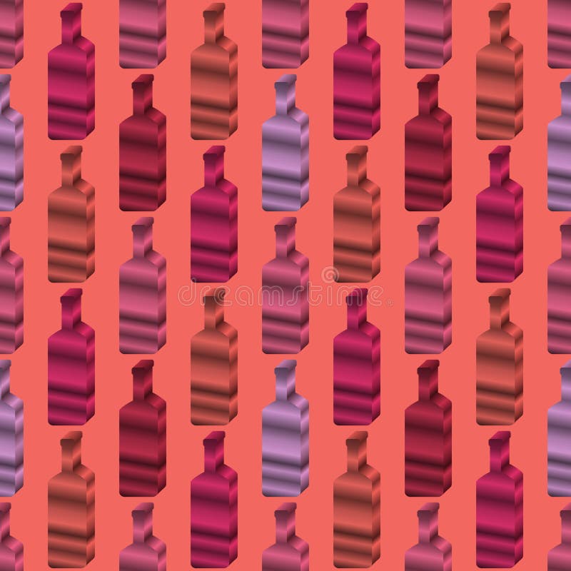 Illustration with 3d Bottle Figure Pattern Design in Pink and Purple ...