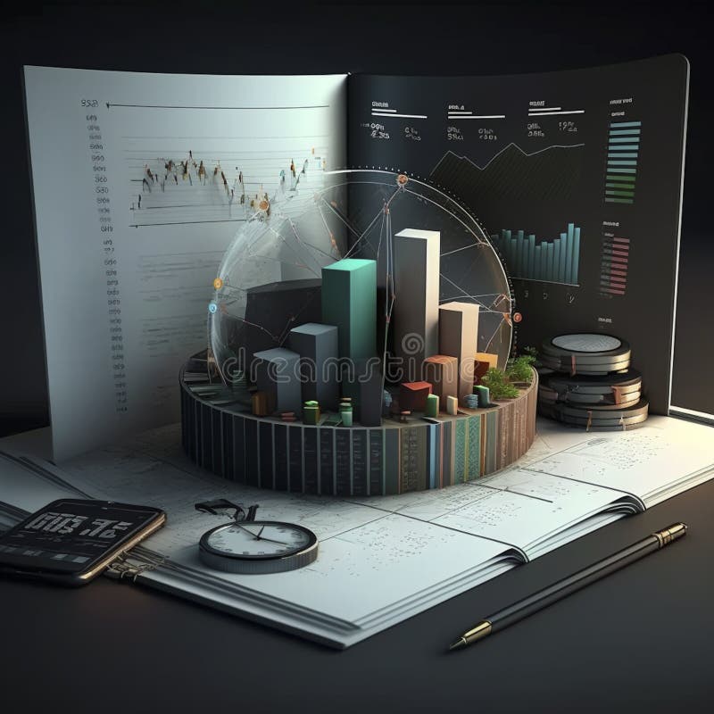 Illustration of a 3d Business Concept Working Chart Stock Illustration ...