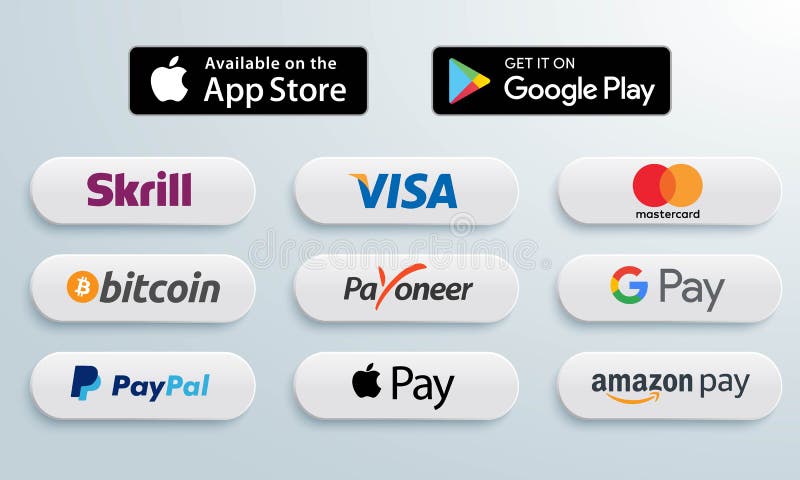Illustration of 3D Buttons of Popular Payments Systems. for Editorial ...