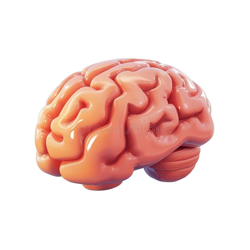 Illustration in 3D Cartoon Style Human Brain Isolated on a White ...