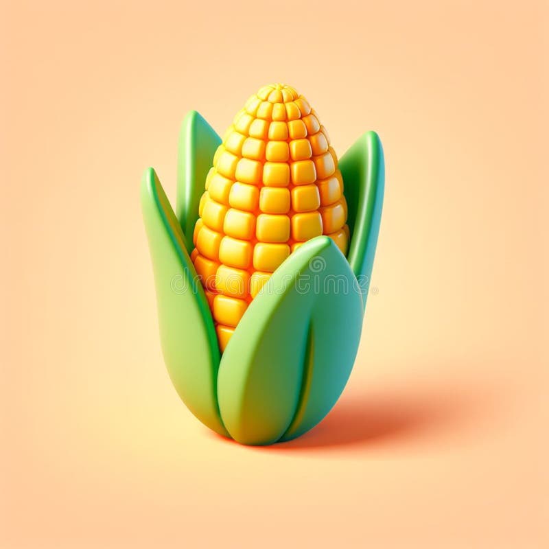Corn Vegetable, 3d Animation Icon Stock Image - Image of sparse, seed ...