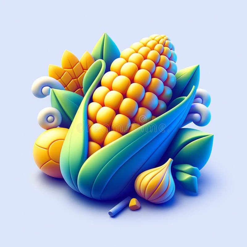 Corn Vegetable, 3d Animation Icon Stock Illustration - Illustration of ...