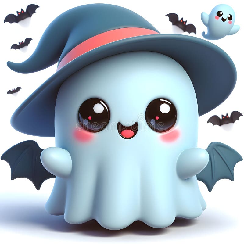 3D cute adorable ghost stock illustration. Illustration of cute - 311294692