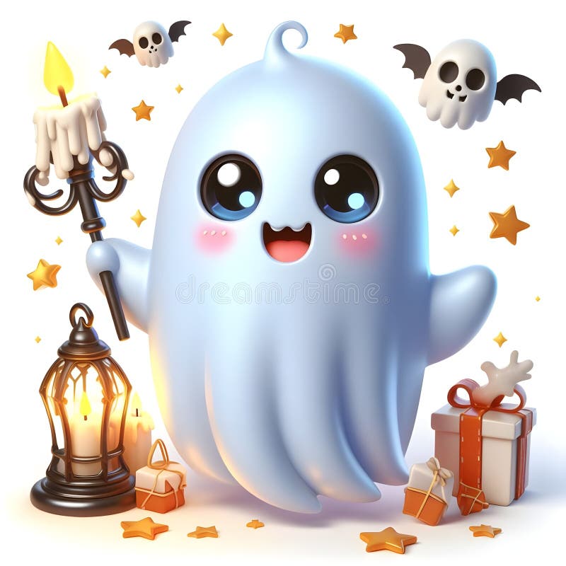 3D cute adorable ghost stock illustration. Illustration of head - 311294697
