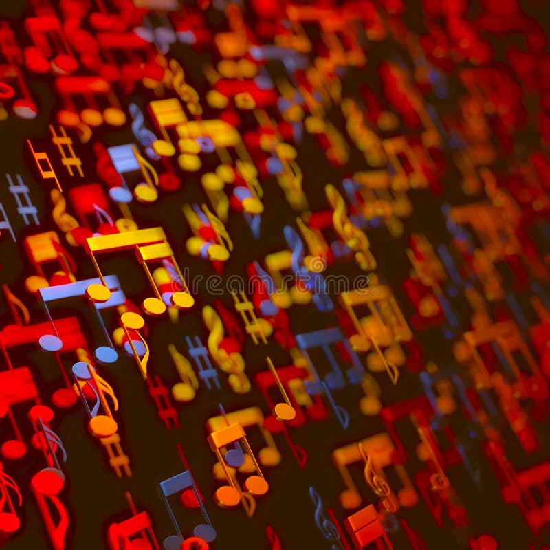 Illustration 3d Des Notes Musicales Illustration Stock - Illustration ...