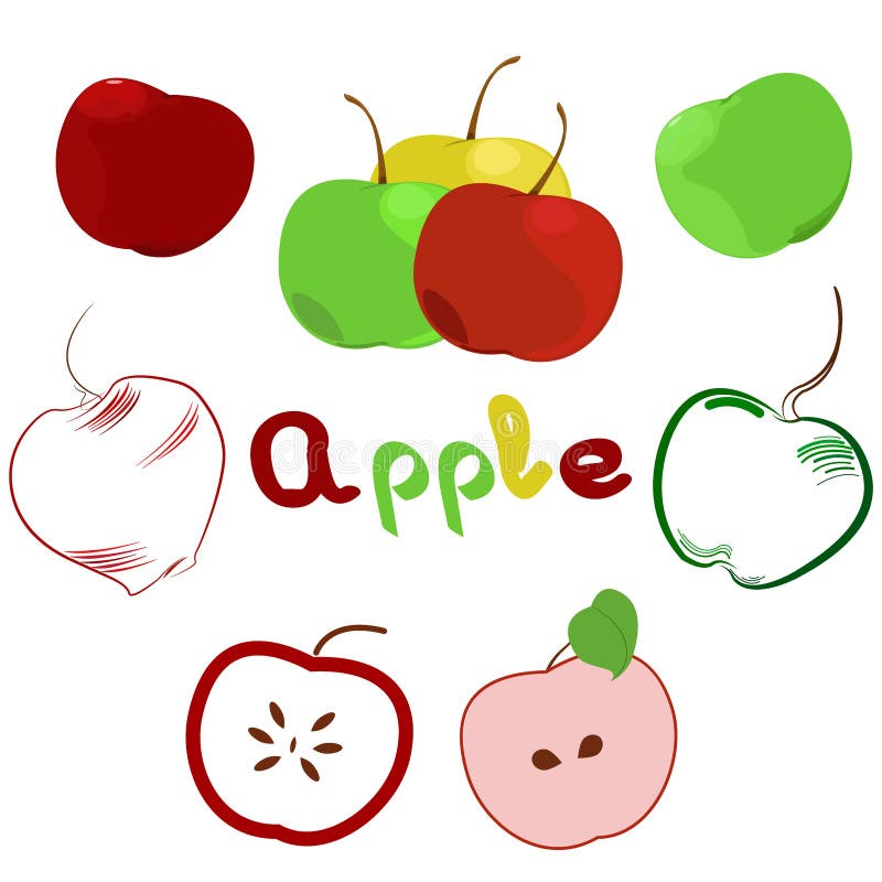 Illustration D'ensemble De Pomme Logo, Icône, Label Illustration Stock ...