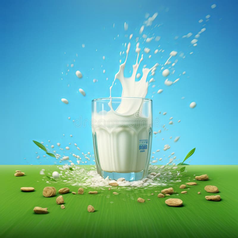 Illustration of 3d Fresh Milk Ad Template, Generative Ai Stock ...