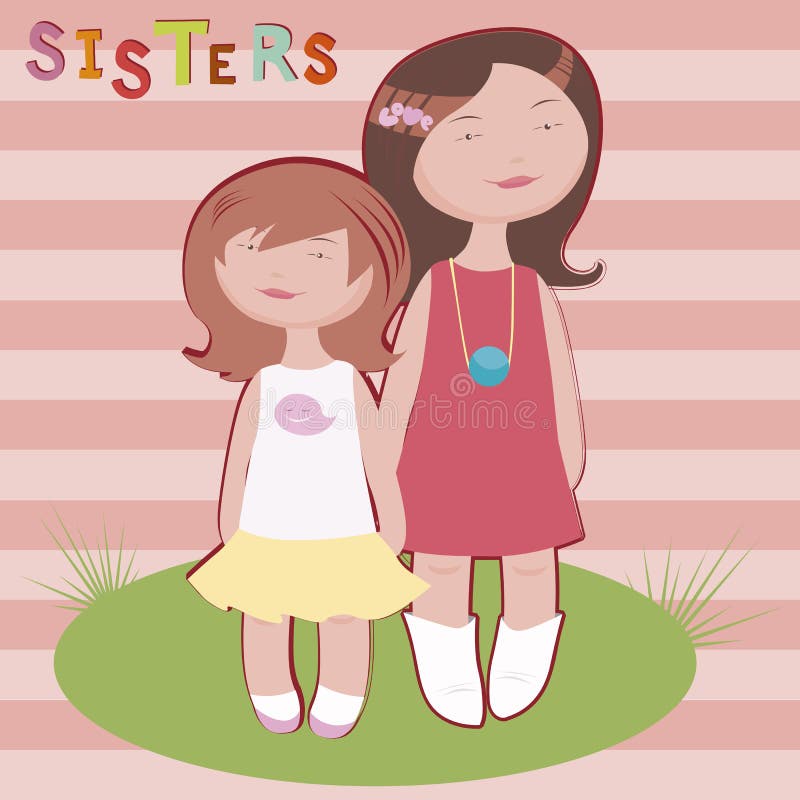 Soeurs illustration stock. Illustration du enfant, étreintes - 24746429