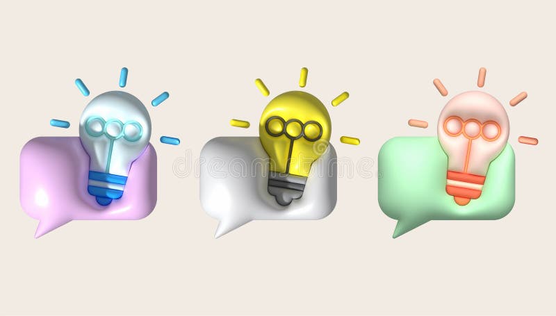 Illustration 3D, Light Bulb and Speech Concept Talk Exchange Ideas ...