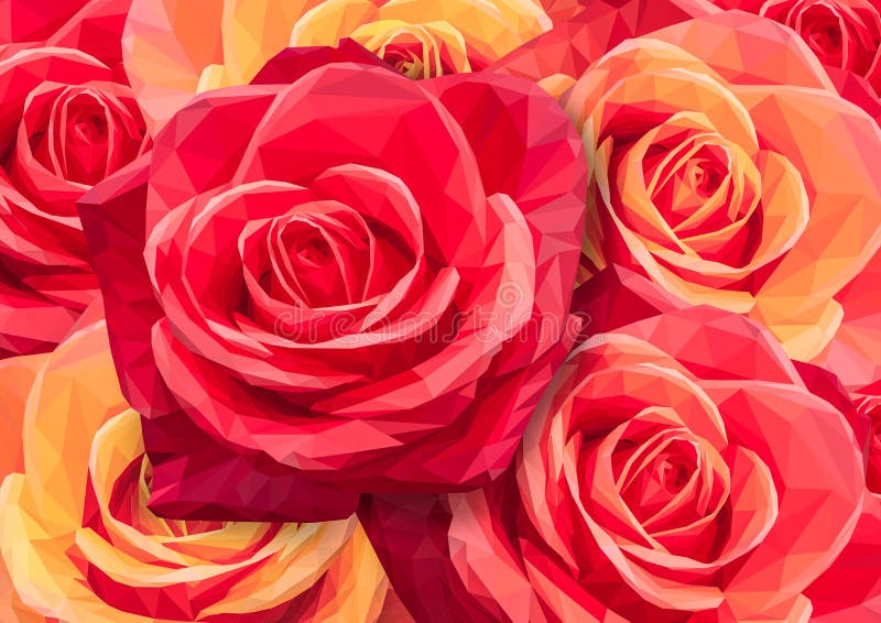 Illustration 3d Low Polygon Rose Stock Illustration - Illustration of ...