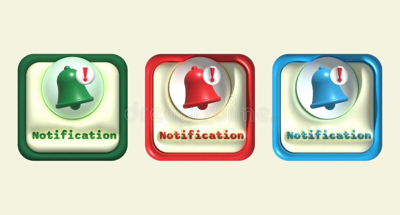 Illustration. 3D Message Button with Notification Bell Stock ...