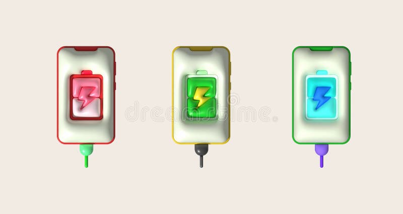 Illustration 3d Mobile Phone Showing Charging Status and Level ...