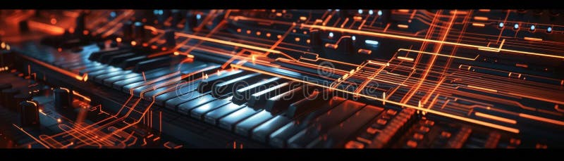 Illustration 3D Model AI Music Composition Software Generating Complex ...
