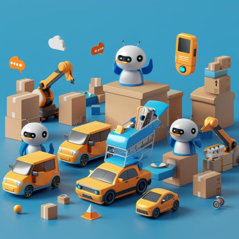 Illustration 3D Model AIoptimized Inventory Management and Supply Chain ...