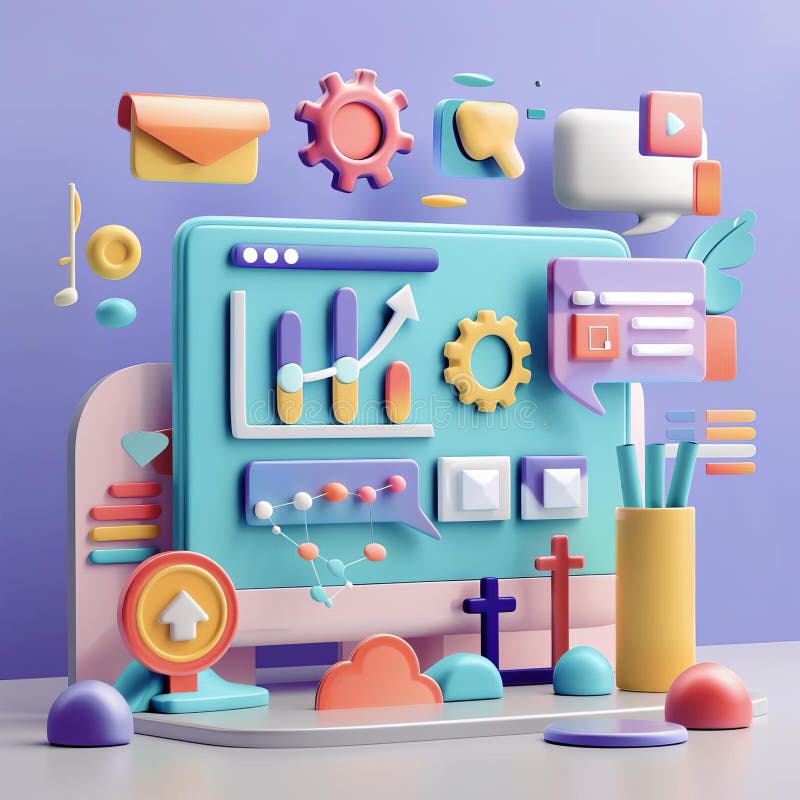 Illustration 3D Model AIpowered Customer Relationship Management CRM ...