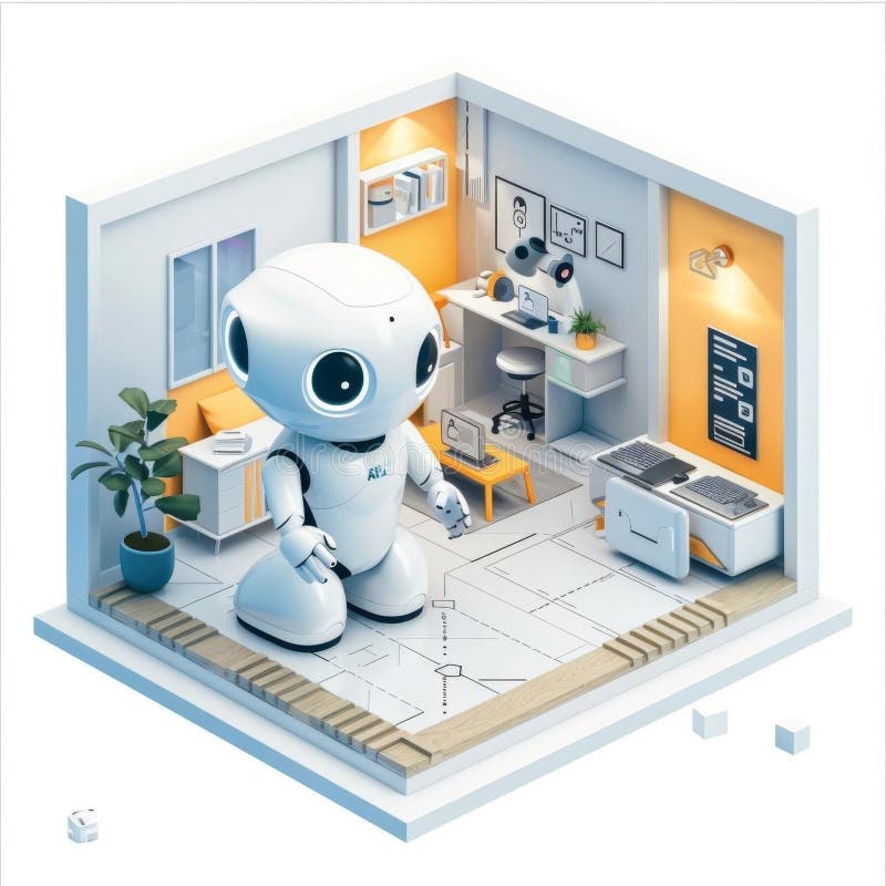 Illustration 3D Model AIpowered Virtual Assistants for Smart Home ...