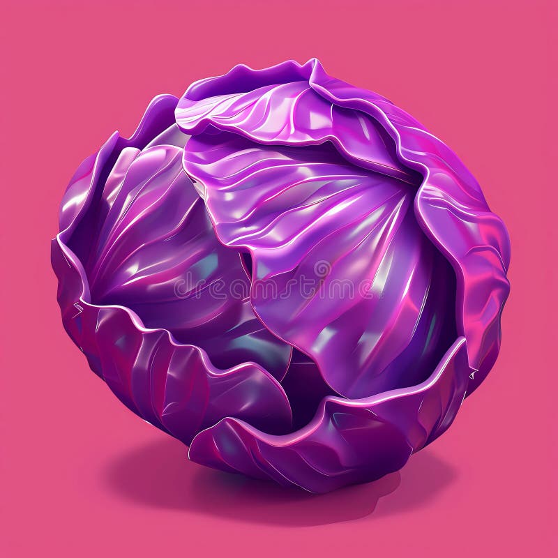 140 Illustration of a 3D Model of a Cabbage Icon in Bright Colors Stock ...