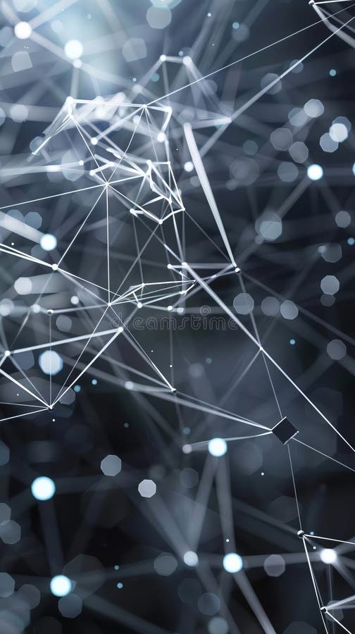 Illustration 3D Model Futuristic Network of Interconnected Geometric ...