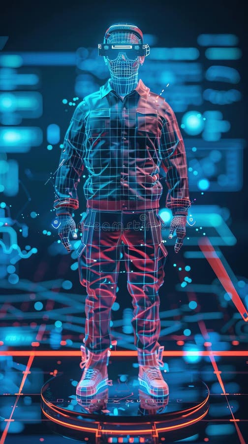 Illustration 3D Model Holographic Display of an AIgenerated Virtual ...
