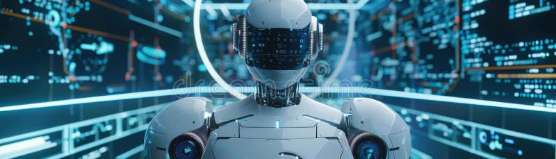 AI Robot Model and Humanoid Interconnected by Cable Illustrating ...