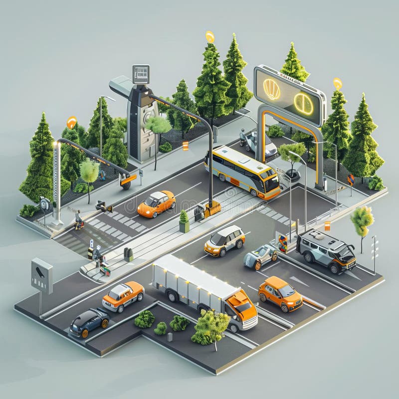 Illustration 3D Model Intelligent Traffic Management System with ...