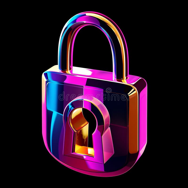 35 Illustration of a 3D Model of a Lock Icon in Vibrant Colors Stock ...
