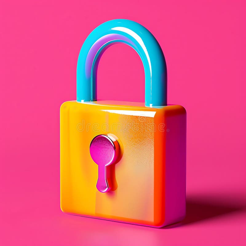 35 Illustration of a 3D Model of a Lock Icon in Vibrant Colors Stock ...