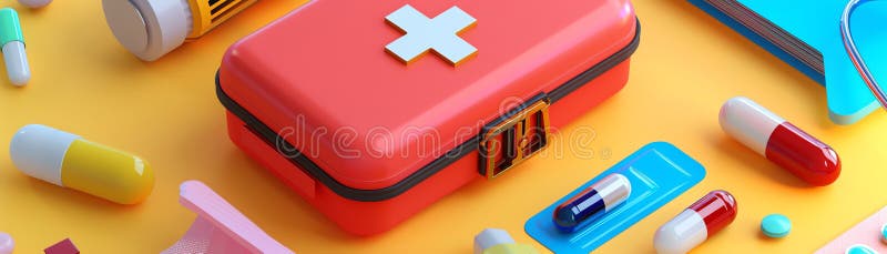 320 Illustration of a 3D Model of a Medical Kit Icon in Bright Colors ...