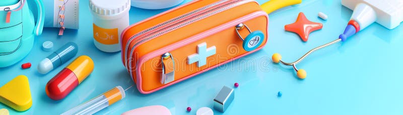 320 Illustration of a 3D Model of a Medical Kit Icon in Bright Colors ...