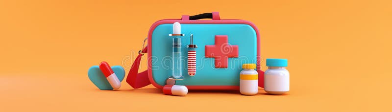 320 Illustration of a 3D Model of a Medical Kit Icon in Bright Colors ...