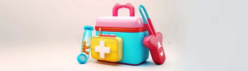 320 Illustration of a 3D Model of a Medical Kit Icon in Bright Colors ...