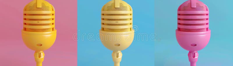 44 Illustration of a 3D Model of a Microphone Icon in Bright Colors ...