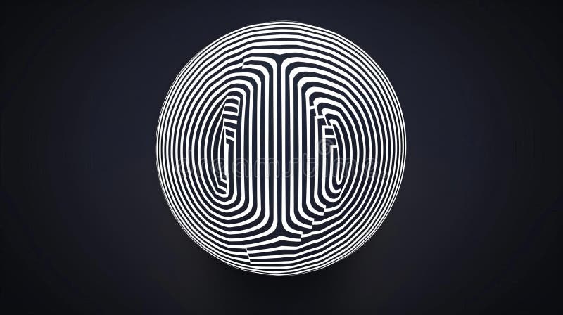 Illustration 3D Model Minimal Circular Icon with Abstract Line Patterns ...