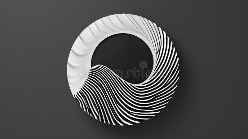 Illustration 3D Model Minimal Circular Icon with Abstract Line Patterns ...