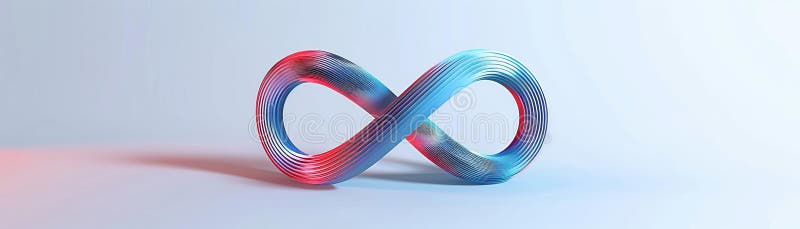 Illustration 3D Model Minimal Line Segment Icon in an Abstract Infinity ...