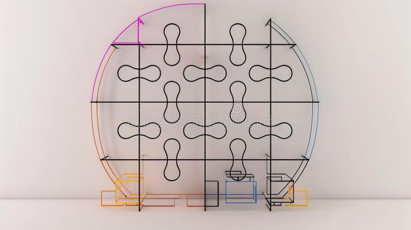 Illustration 3D Model Minimal Line Segment Icon in an Abstract Infinity ...