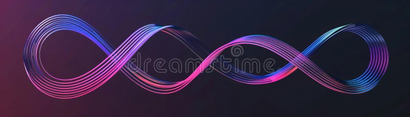 Illustration 3D Model Minimal Line Segment Icon in an Abstract Infinity ...