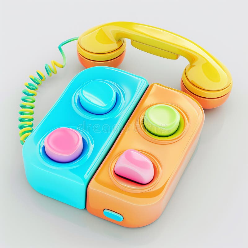 3 Illustration of a 3D Model of a Phone Icon in Bright Colors Stock ...