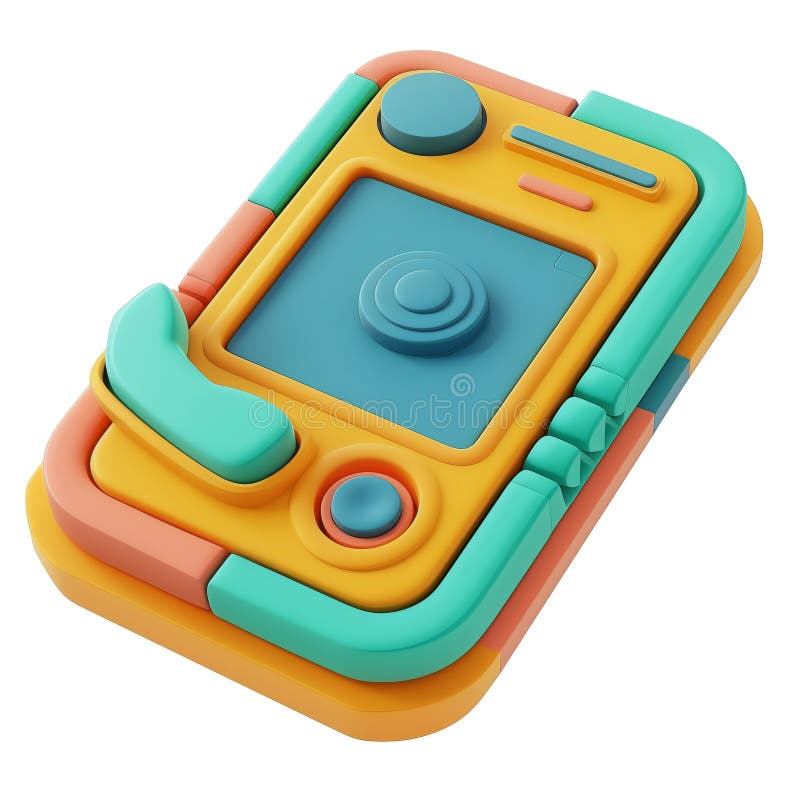 3 Illustration of a 3D Model of a Phone Icon in Bright Colors Stock ...